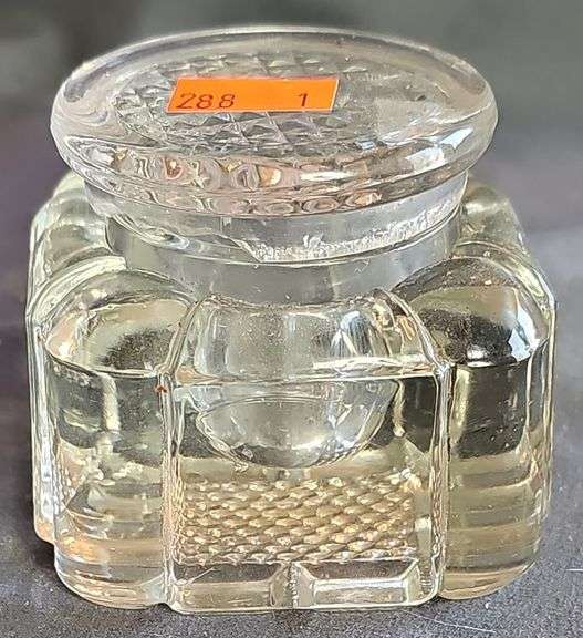 Art Deco Heavy Cut Glass Inkwell 2.5” - Metzger Property Services, LLC