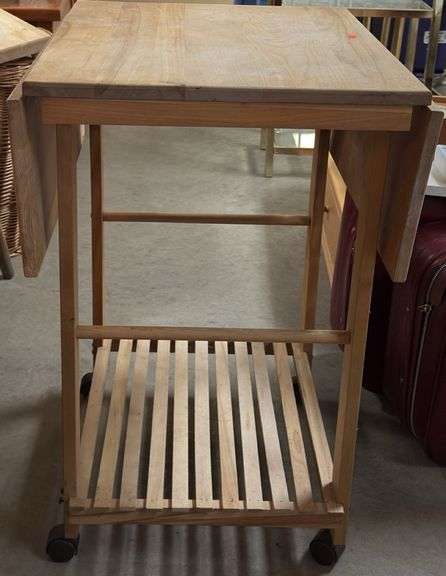 Wood Drop-Leaf Mobile Kitchen Prep Station 24" x 19" x 30.5" - Metzger ...