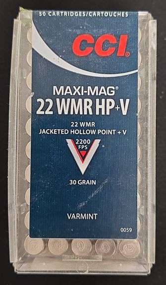 CCI Maxi-Mag .22 WMR 30 gr. Jacketed Hollow + V Point Ammunition - 50 ...