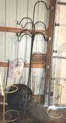 (8) Metal Shepherd's Hooks, Metal Wire Frog Rack, (2) Metal Planter ...