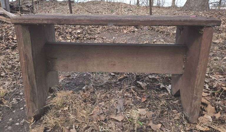 Rustic Wood Bench With Recessed Support - Metzger Property Services, LLC