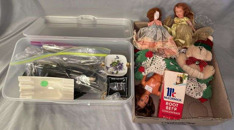 1974 McCormick root beer concentrate bottle in original box, Sewing ...