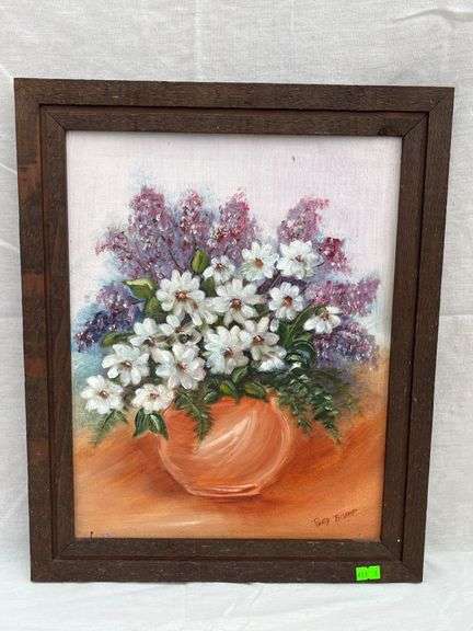 Framed Floral Oil Painting by Ruby Bishop - Metzger Property Services, LLC