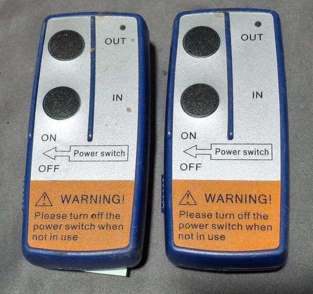 Pair of Blue Remote Control Units with Power Switch and Belt Clips ...