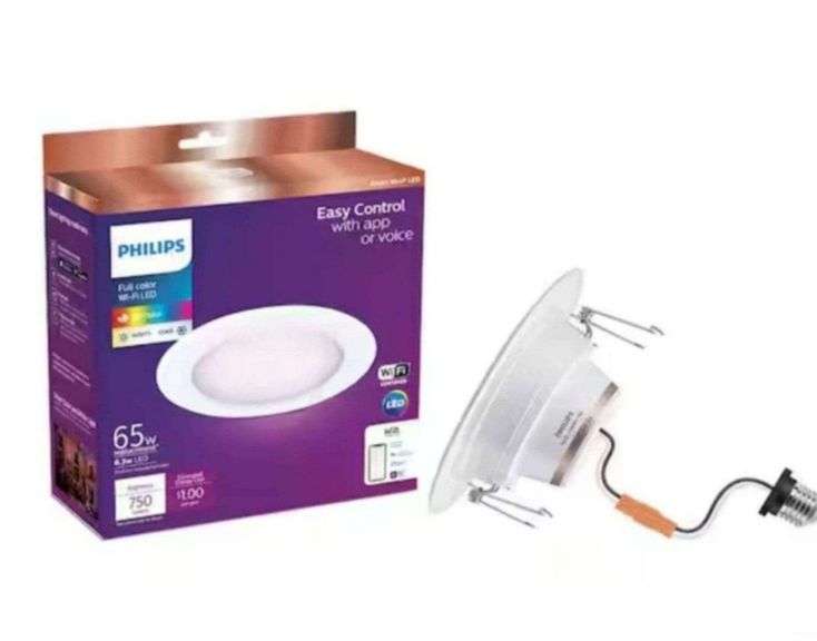 Philips 5 in. / 6 in. LED Color Changing 65-Watt Equivalent Wi-Fi Smart ...