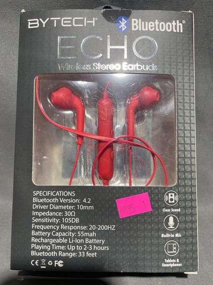 Bytech Echo Wireless Stereo Earbuds – Red - Metzger Property Services, LLC