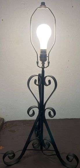 Metal Table Lamp Base with Scroll Design and Brass Socket – No Shade ...