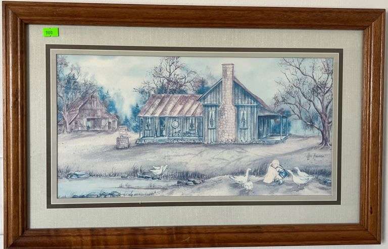 Framed Country Scene Artwork by Nan Freeman 22×14 - Metzger Property ...