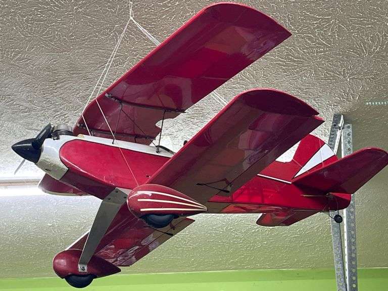 Red Model Biplane with Propeller and Landing Gear - Metzger Property ...