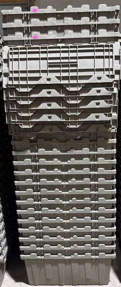 Stackable Gray Industrial Storage Bins with Interlocking Design ...