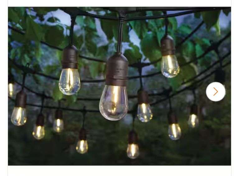 Hampton Bay 24-Light 48 ft. Plug-in Indoor/Outdoor Edison String Light ...