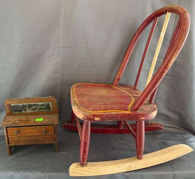 Doll-Sized Rocking Chair and Miniature Dresser with Mirror - Metzger ...