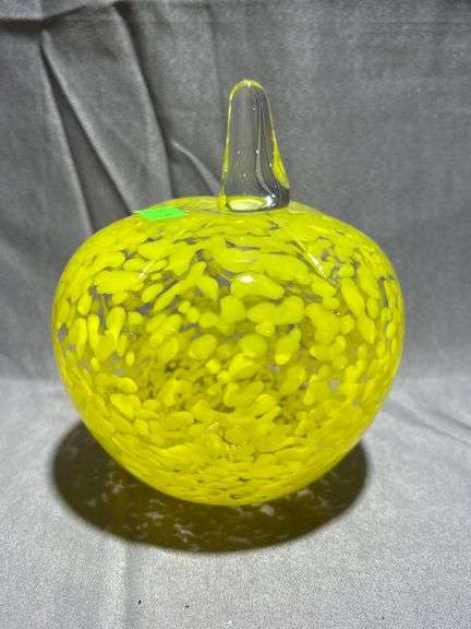 Handblown Yellow and Clear Glass Apple with Spotted Patterns - Metzger ...