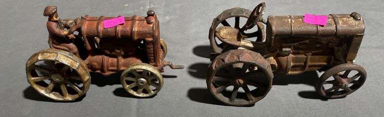 2 Cast Iron Tractors with Driver and Without - Metzger Property ...