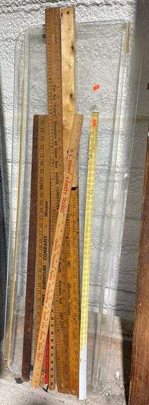 Yard stick assortment including Kent furniture Co., GL Perry Variety ...