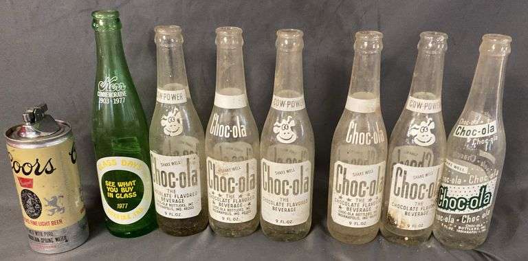 (5) Choc-ola Glass Bottles, Kerr 1977 Commemorative Glass Bottle, Coors ...