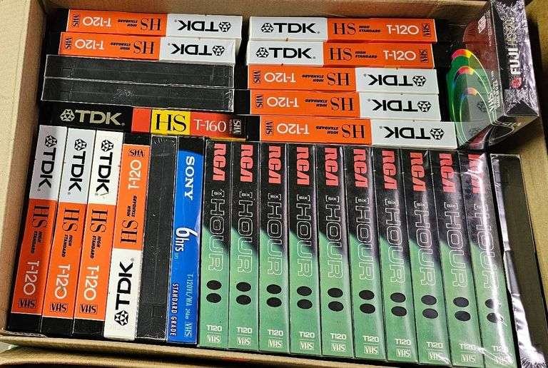 Box of VHS Tapes by TDK, RCA and Sony - Metzger Property Services, LLC