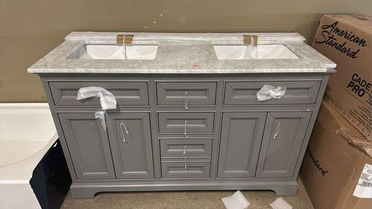 Double sink vanity with cracked top 55”x34”x22” - Metzger Property ...