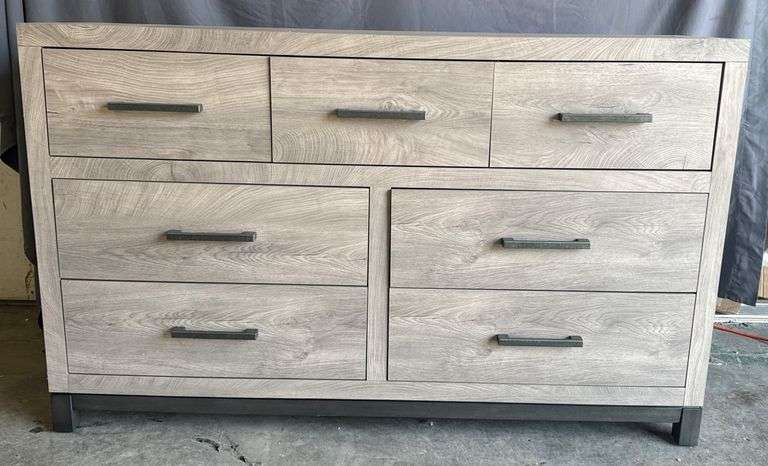 Light Gray Dresser With Seven Drawers and Metal Handles (Edge is ...