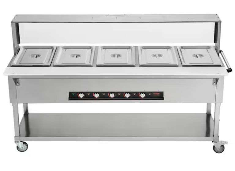 VEVOR 5-Pan Commercial Food Warmer 103 Qt. Stainless Steel 3750 Watt ...