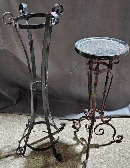 Two Ornate Iron Plant Stands - Metzger Property Services, LLC