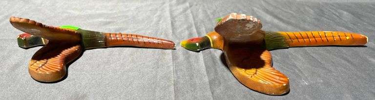 Pair of Hand-Painted Pheasant Wall Plaques - Metzger Property Services, LLC
