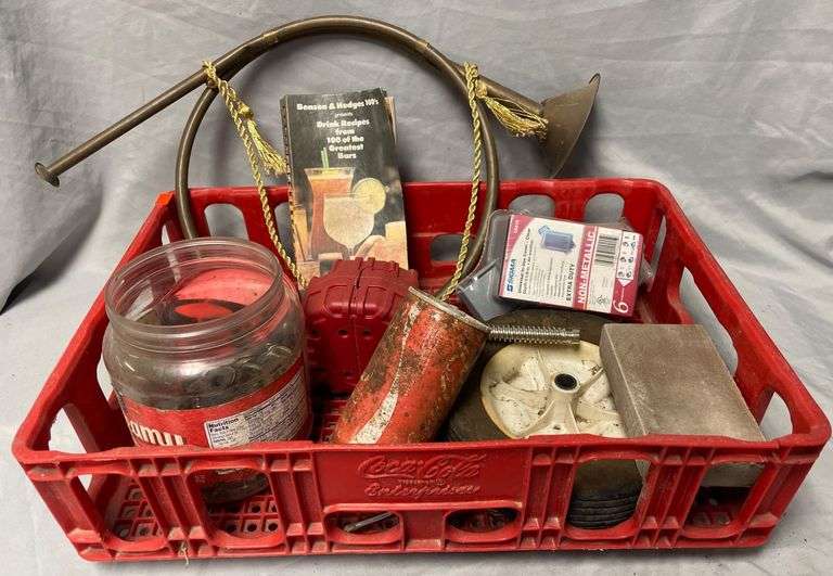 Coca-Cola Crate with Tools, Book, and More - Metzger Property Services, LLC