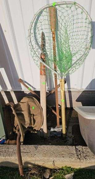 Fishing Net, Tools, Gear, and Equipment Assortment - Metzger Property ...