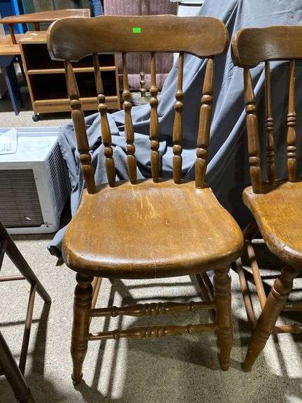 Set of 3 Spindle-Back Chairs with Turned Legs, 32 inch Height - Metzger ...
