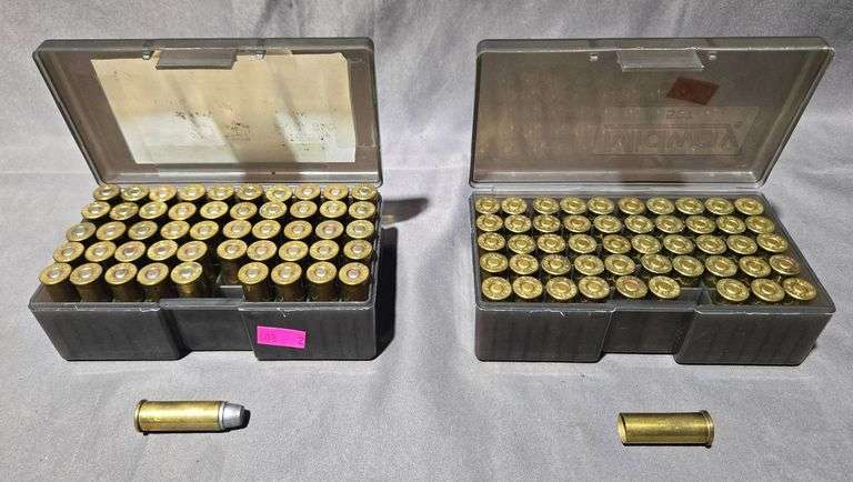 Two Reloaded Ammunition Storage Cases with .44 Reloads and Casings - 50 ...