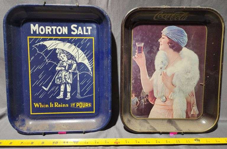 Metal Morton Salt and Coca-Cola Advertising Trays - Metzger Property ...