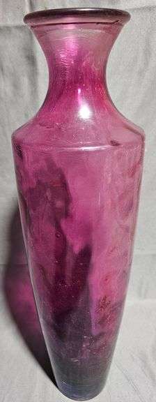 Hand Blown Purple Glass Vase 18″ H Metzger Property Services Llc 1424