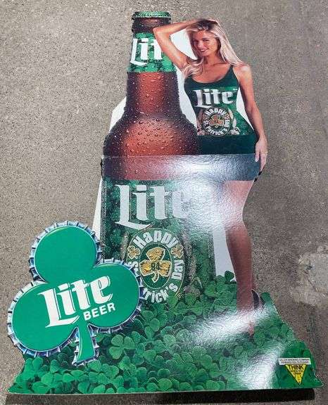 Miller Lite Beer Advertising Standee with Bottle and Model, 69”x42 ...