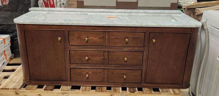 Home Decorators Collection Collette 60 in. Double Sink Cinnamon Oak ...