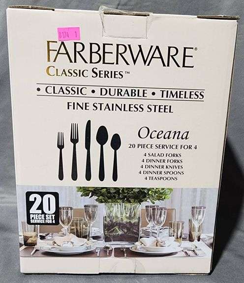 Farberware Classic Series ‘Oceana’ 20-Piece Stainless Steel Flatware ...