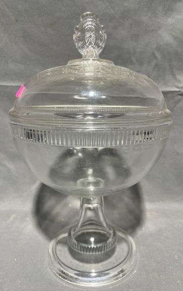 Clear Glass Compote Dish with Lid 6.5”x10.5” - Metzger Property ...
