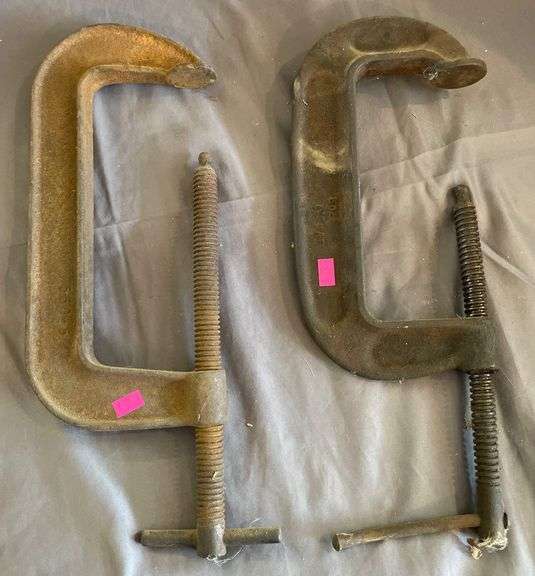 Set of Two Metal C-Clamps with Screw Mechanisms - Metzger Property ...
