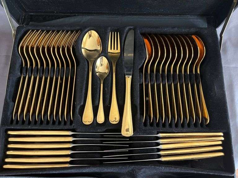 Solingen Germany SBS 18/10 Gold-Plated Cutlery Set with Case - Metzger ...