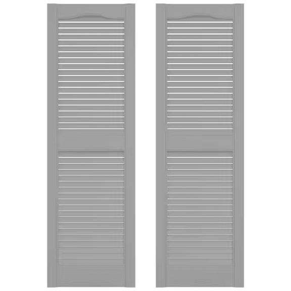 15 in. x 43 in. Louvered Vinyl Exterior Shutters Pair in Paintable ...