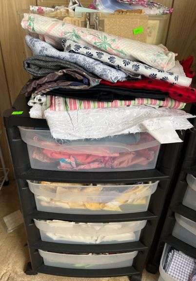 Stack of Fabric Pieces and Patterns with Storage Drawers - Metzger ...