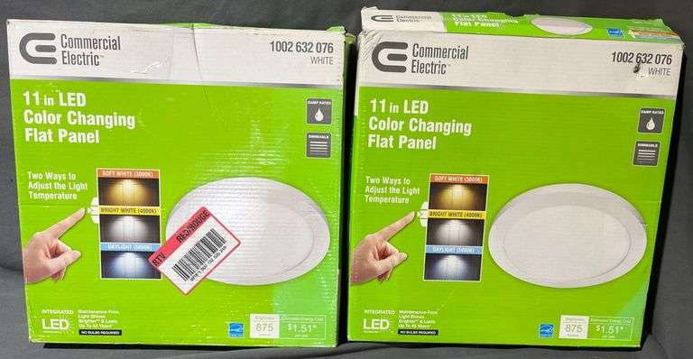 Two Commercial Electric 11-Inch LED Color Changing Flat Panels ...