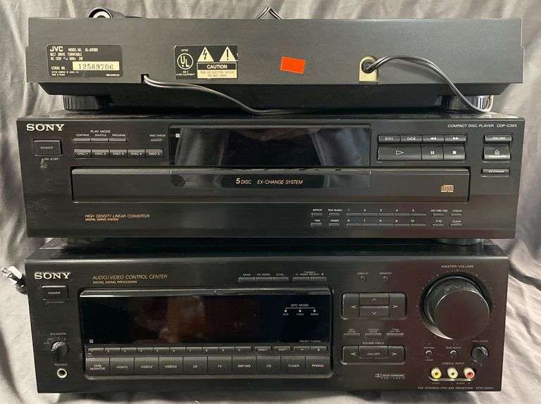 Sony Audio Components Including Receiver, CD Player, and Turntable ...