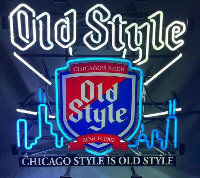 Old Style Neon Bar Sign with Chicago Skyline Design - Metzger Property ...