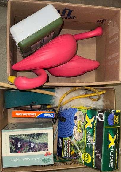 Pink Flamingo Lawn Ornaments, Garden Hose, First Aid Kit, Solar Spot ...