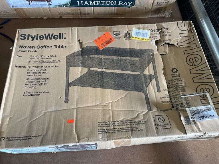 StyleWell Mix and Match Brown Rectangular Resin Wicker Outdoor Coffee ...