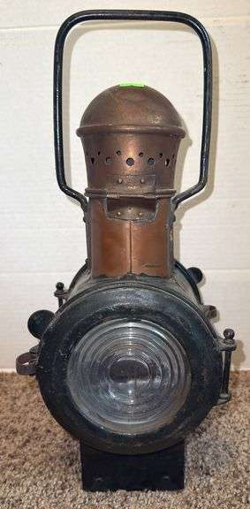 Early 20th Century Metal Railway Locomotive Lantern with Glass Lens Oil ...