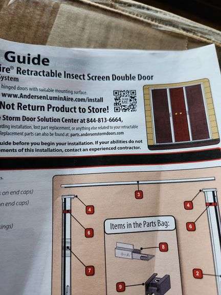 Anderson LuminAire Retractable Insect Screen double Door 70”-80 ...