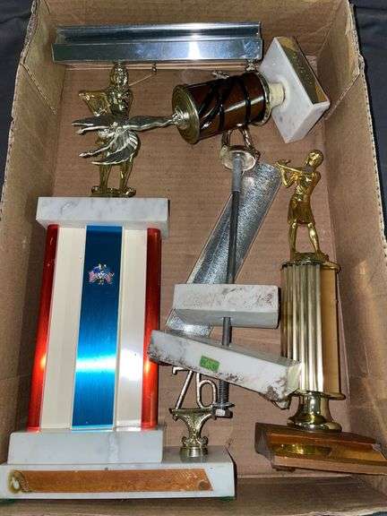 Mixed Sports Trophy Parts and Assembled Trophies with Marble Bases ...