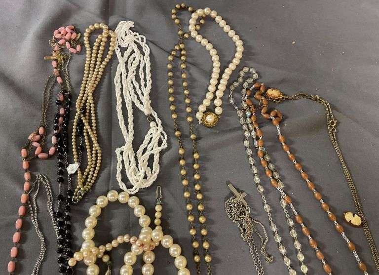 Assorted Rosaries and Beaded Necklaces with Cross Pendants - Metzger Property Services, LLC