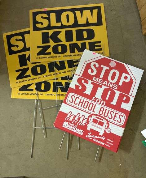 Set of Safety Signs Featuring ‘Kid Zone’ and ‘Stop for School Buses’ 24 ...